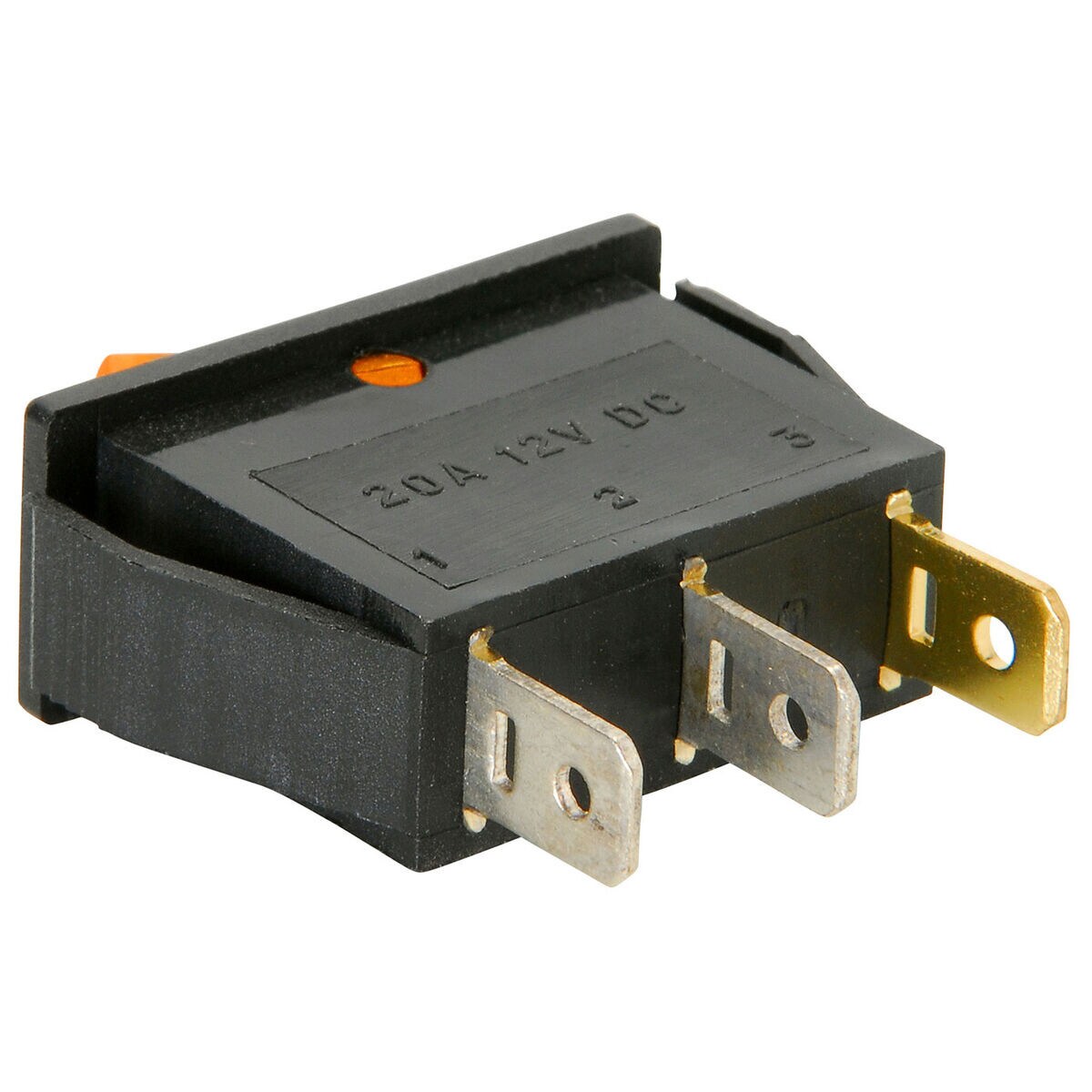 SPST Small Rocker Switch w/Amber Illumination 12VDC